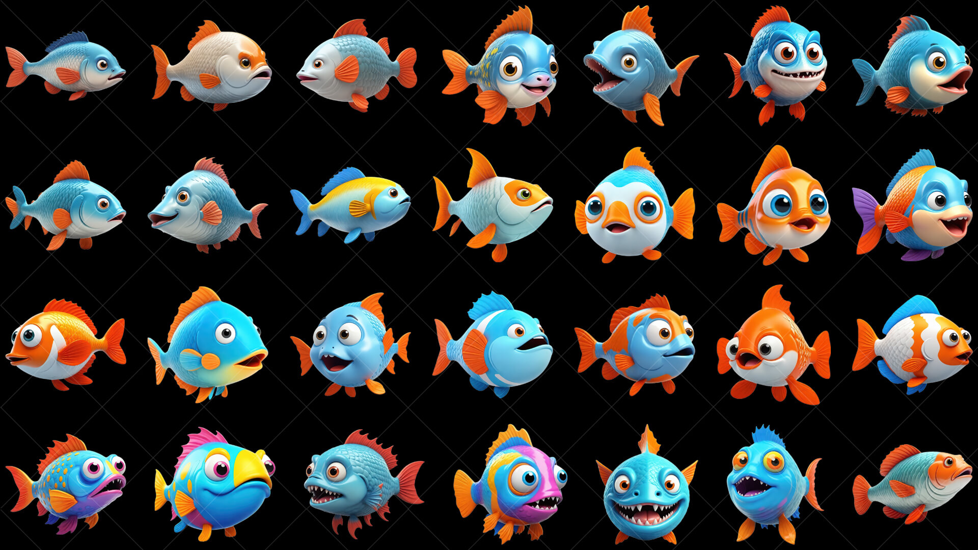 110 Fantasy Fish Characters High Resolution Transparent PNG - 2D Game ...