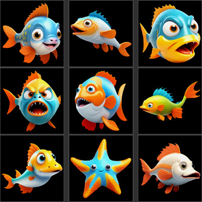110 Fantasy Fish Characters High Resolution Transparent PNG - 2D Game ...