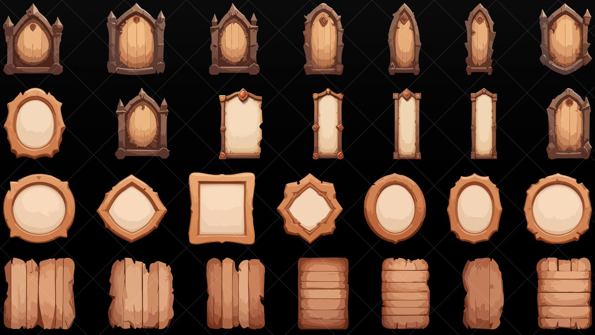 110 Wooden Planks and Boards 2D Game Assets by cgsea