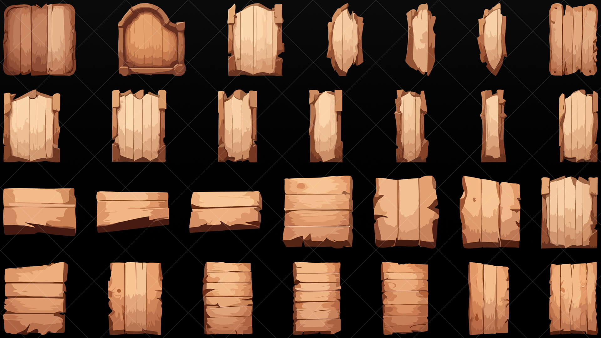 110 Wooden Planks and Boards 2D Game Assets by cgsea