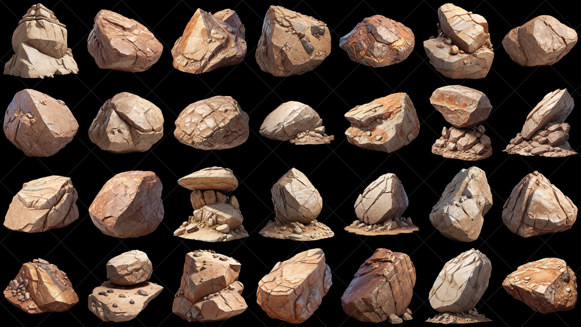 112 Transparent Mountain Rocks Game Assets by cgsea