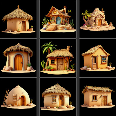 114 Transparent Fantasy Desert Hut Game Asset by cgsea