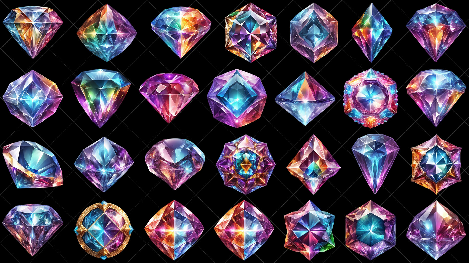 114 Transparent Fantasy Diamond Gems Game Assets by cgsea