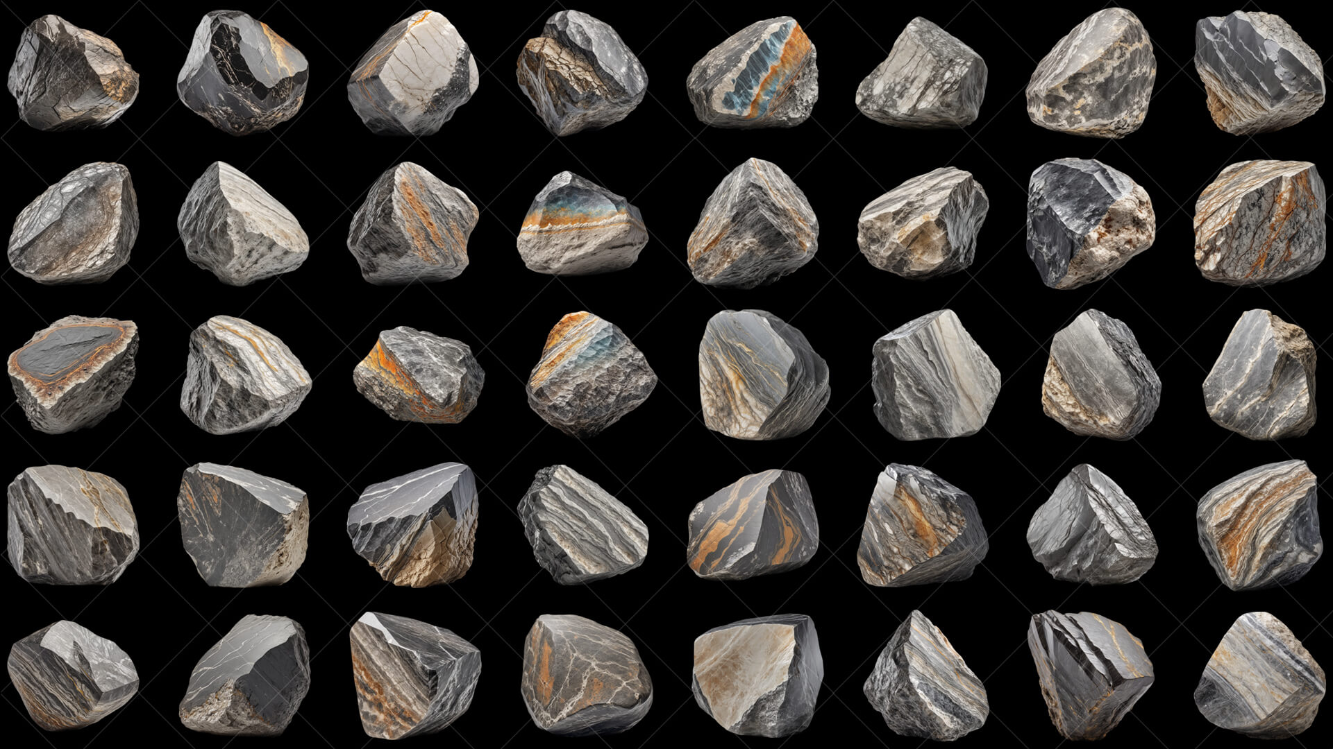 114 Transparent Mountain Stone Rocks Game Assets by cgsea