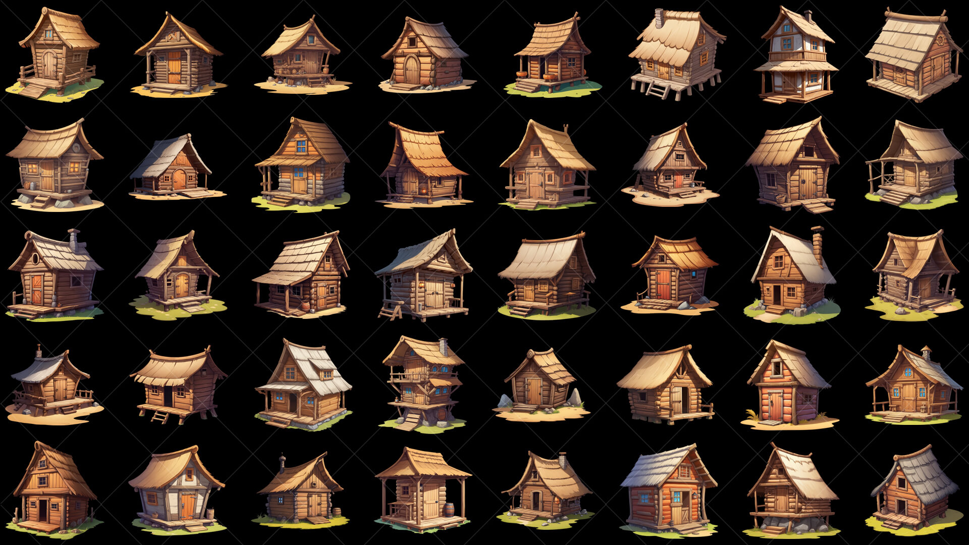 115 Transparent Wooden Hut Home House Game Asset by cgsea