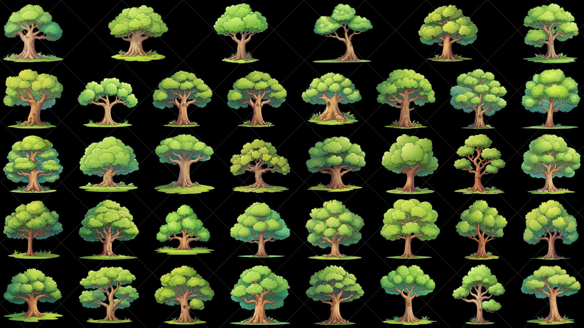 116 Transparent Fantasy Tree Game Asset by cgsea