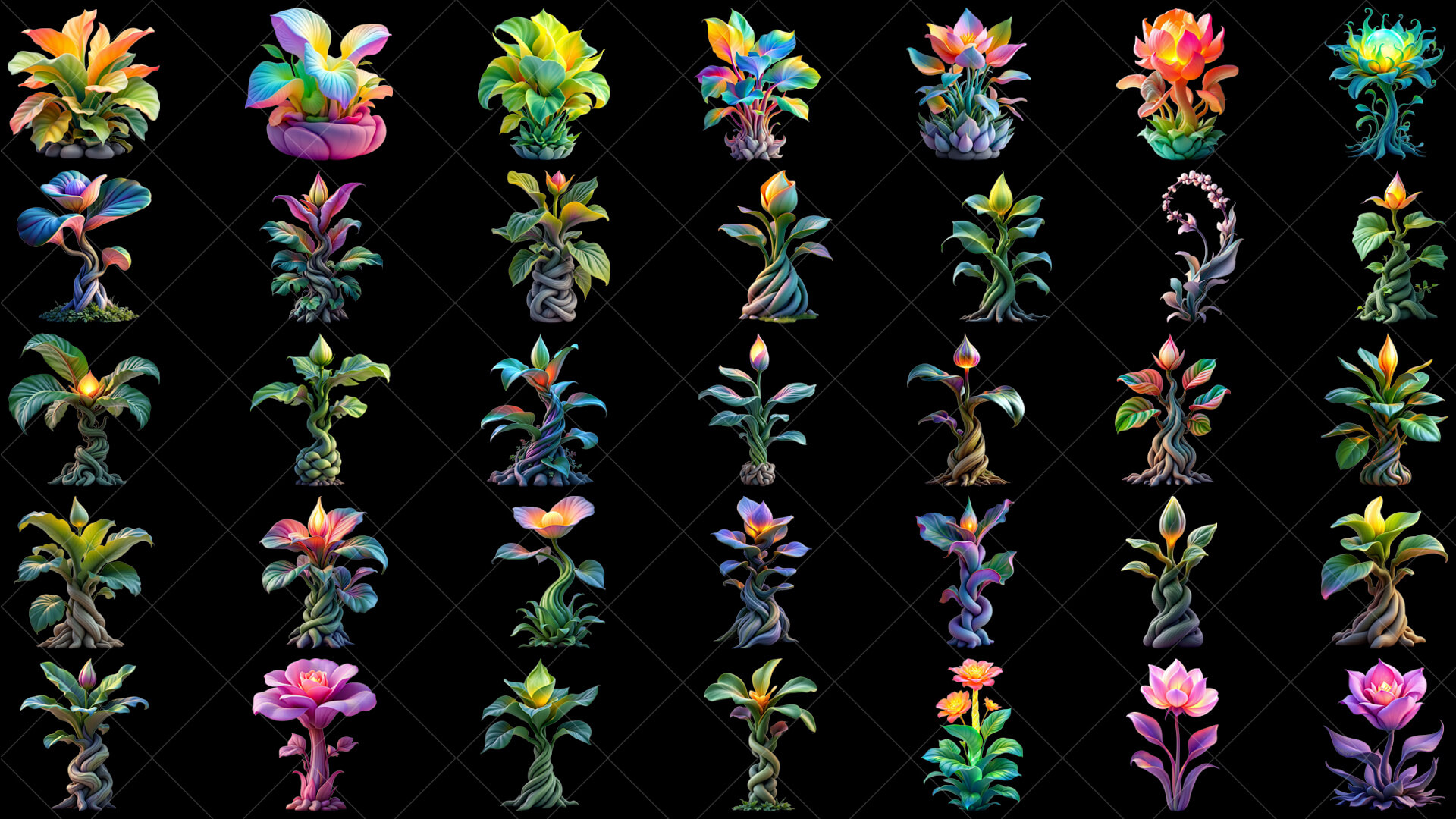 118 Transparent Fantasy Magical Alien Plants - 2D Game Asset by cgsea