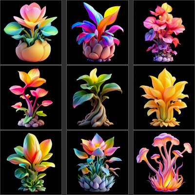 118 Transparent Fantasy Magical Alien Plants - 2D Game Asset by cgsea