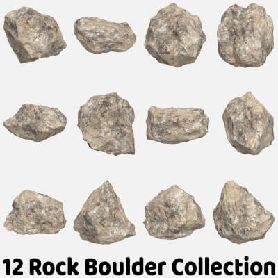 12 Rock Boulder Collection - 3D Model by cgsea