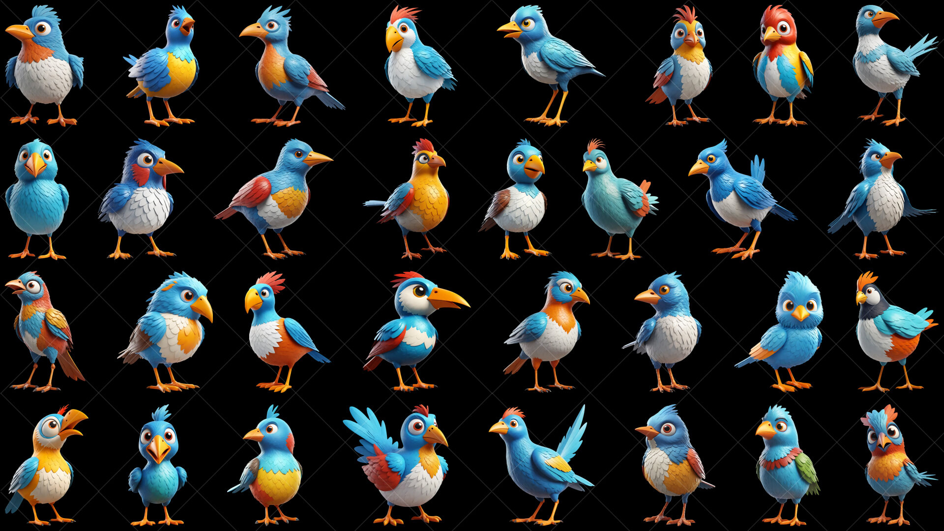 120 Fantasy Cartoon Bird Characters - 2D Game Asset by cgsea