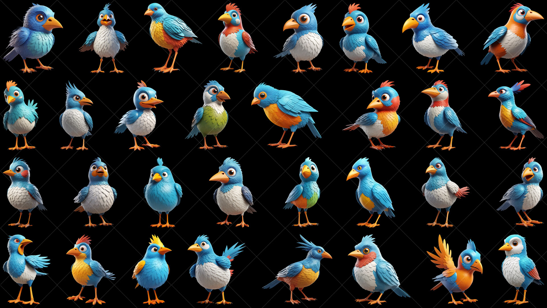 120 Fantasy Cartoon Bird Characters - 2D Game Asset by cgsea
