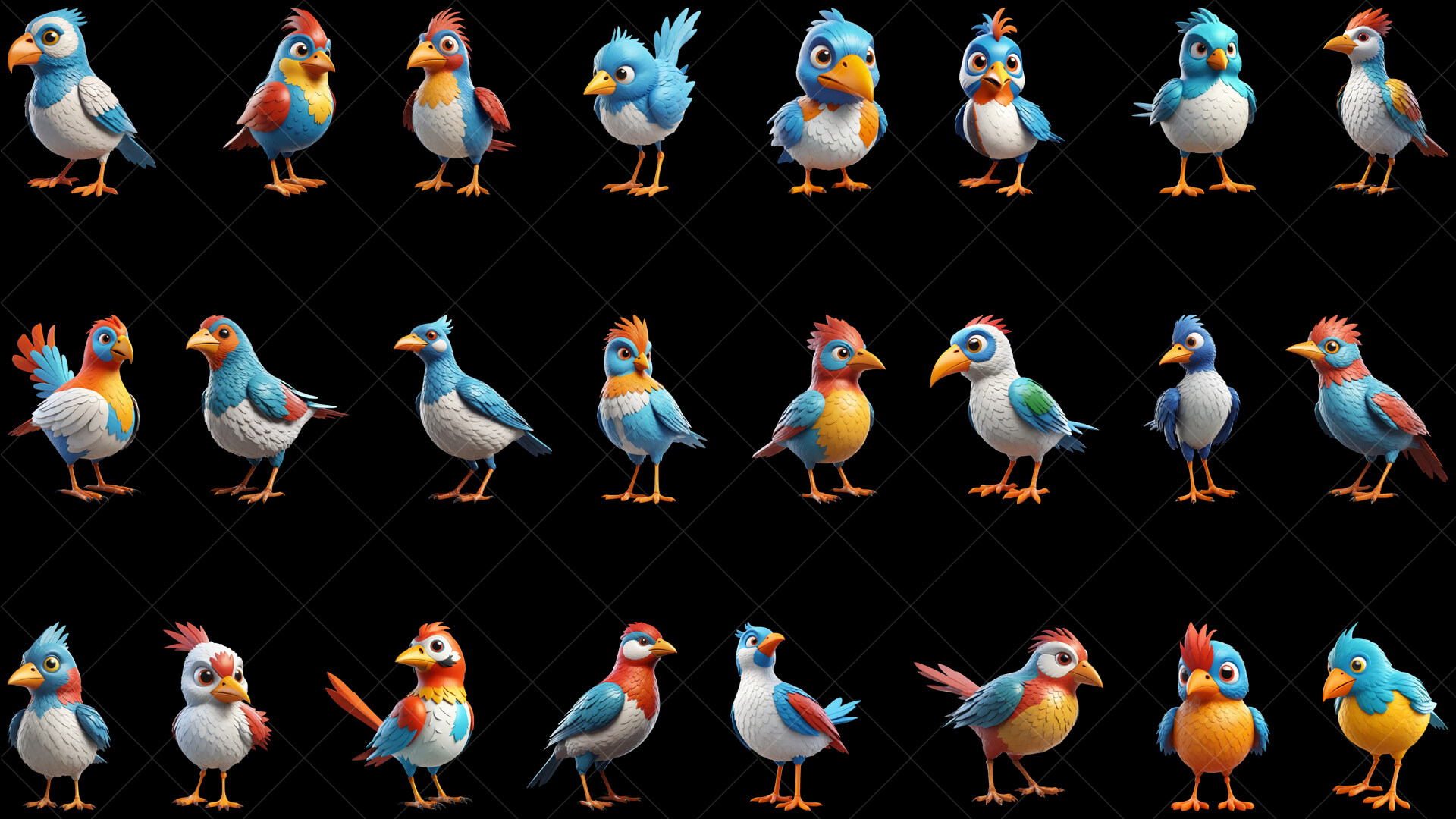 120 Fantasy Cartoon Bird Characters - 2D Game Asset by cgsea