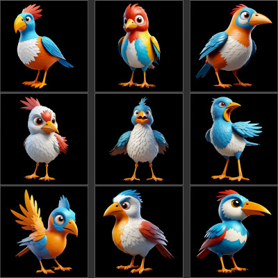 120 Fantasy Cartoon Bird Characters - 2D Game Asset by cgsea