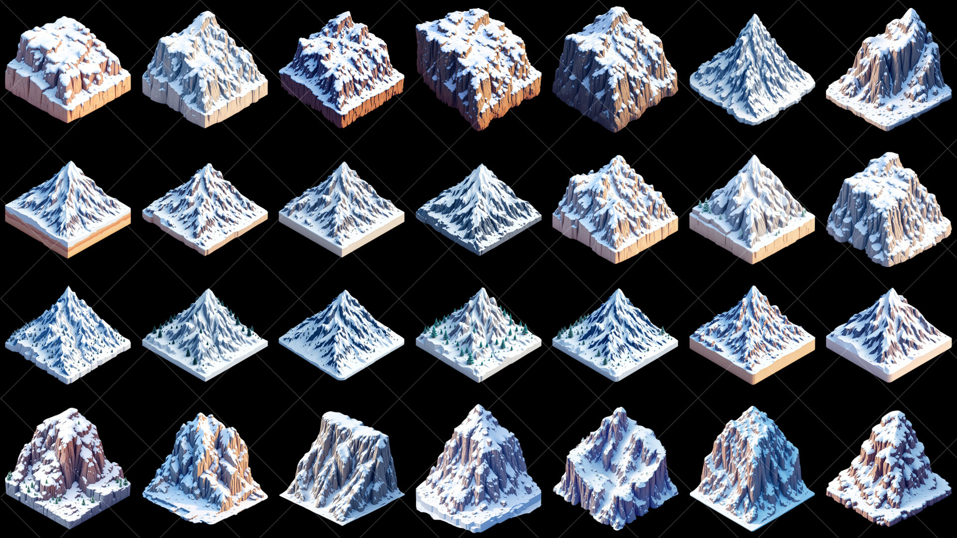 126 Isometric Snow Mountains Game Asset by cgsea