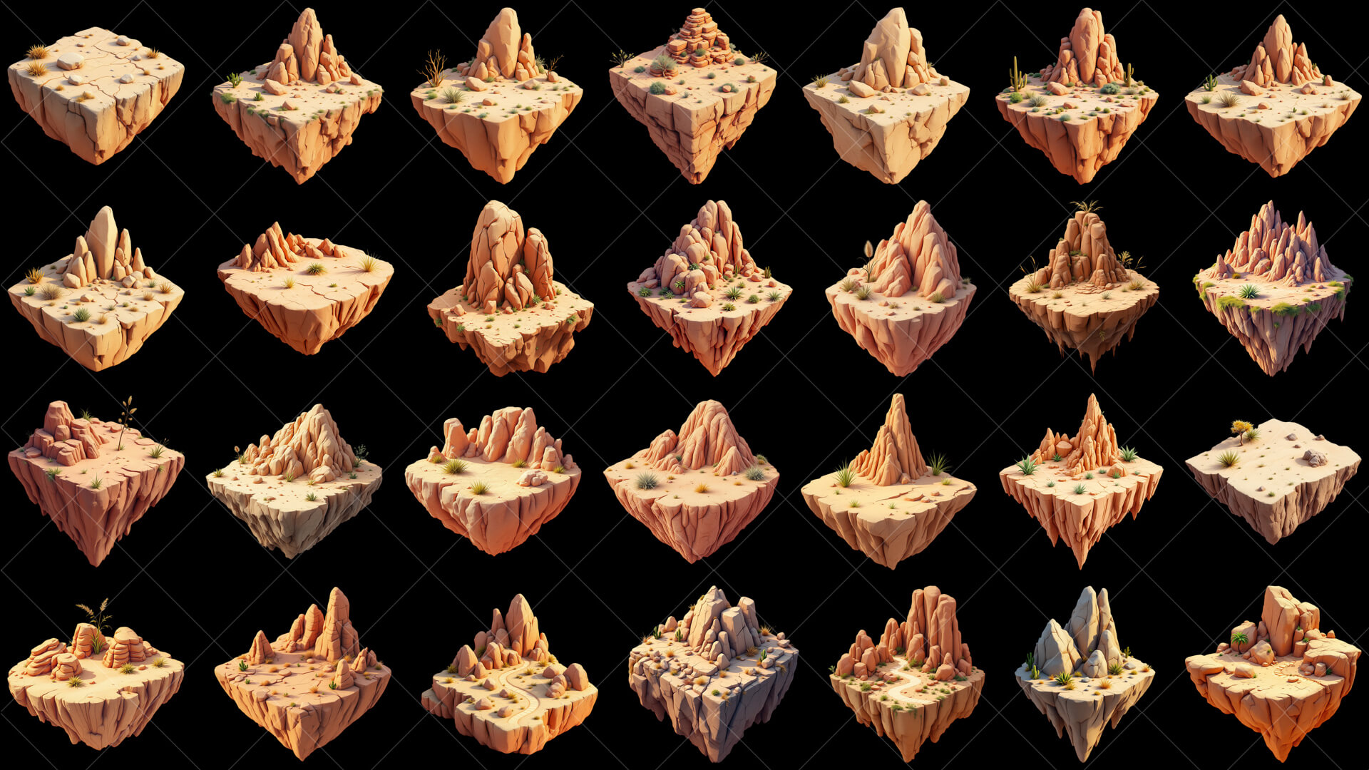 130 Transparent Fantasy Floating Mountain Islands - 2D Game Asset by cgsea