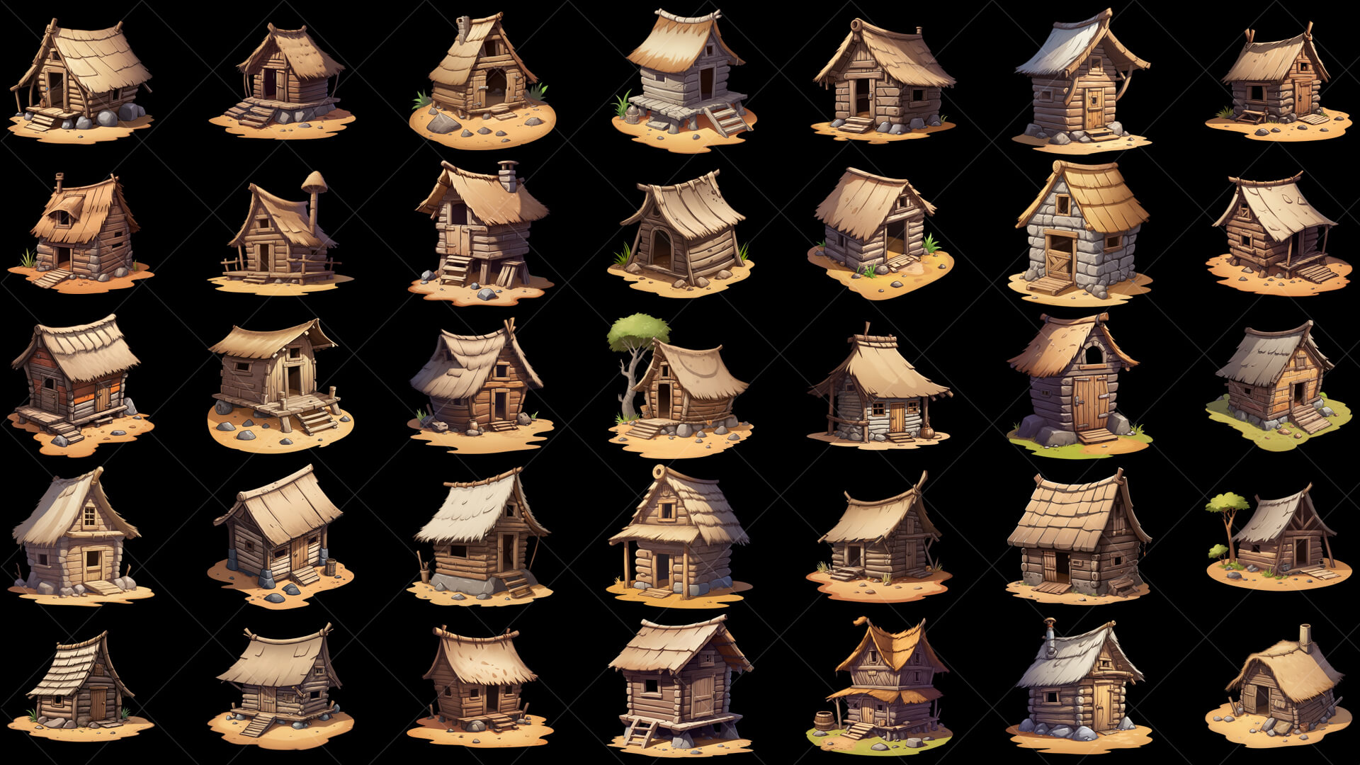 132 Transparent Fantasy Muddy Hut Home House Game Asset by cgsea