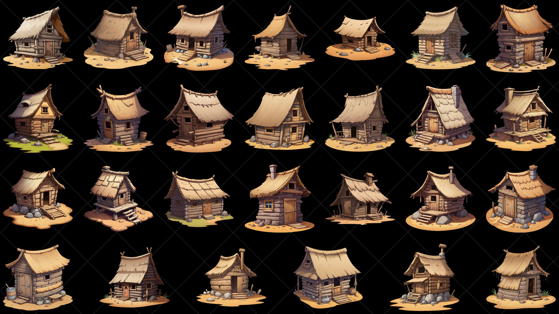 132 Transparent Fantasy Muddy Hut Home House Game Asset by cgsea