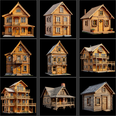 134 Transparent Wooden House Game Asset by cgsea