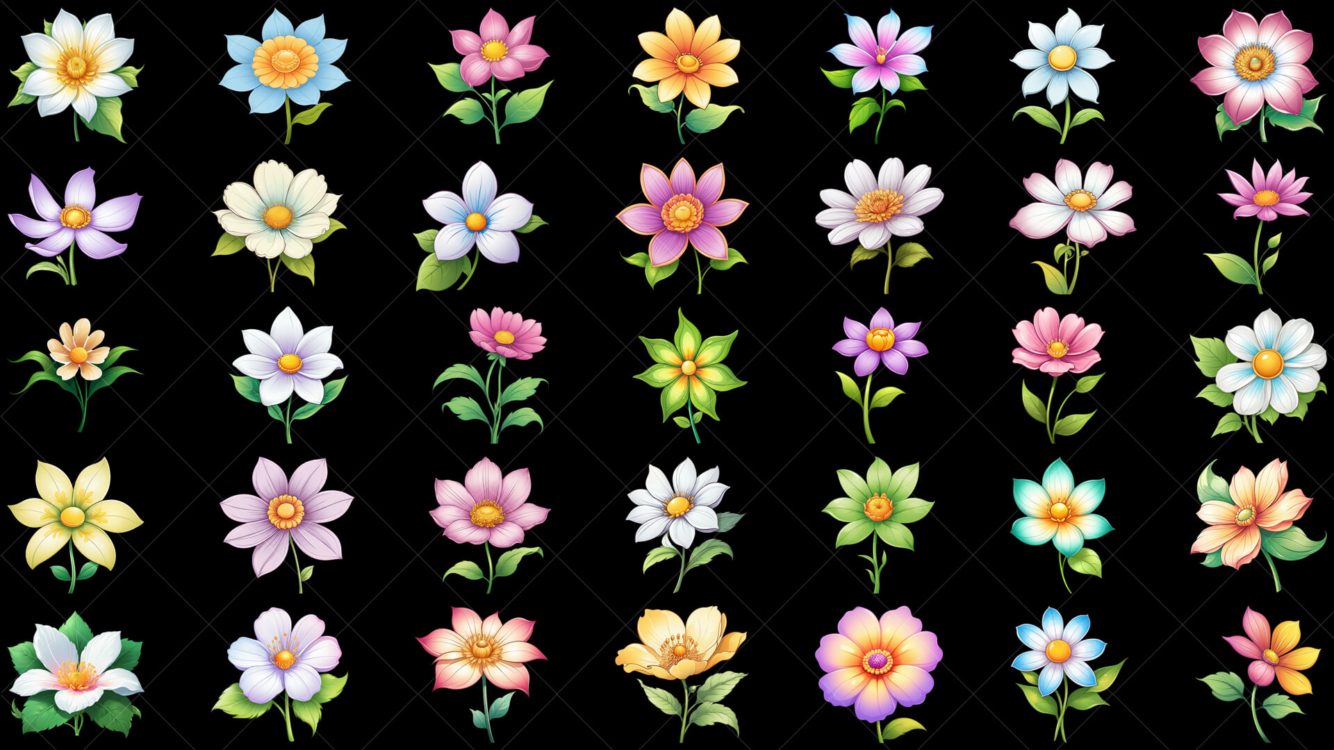 142 Transparent Flowers Game Asset by cgsea