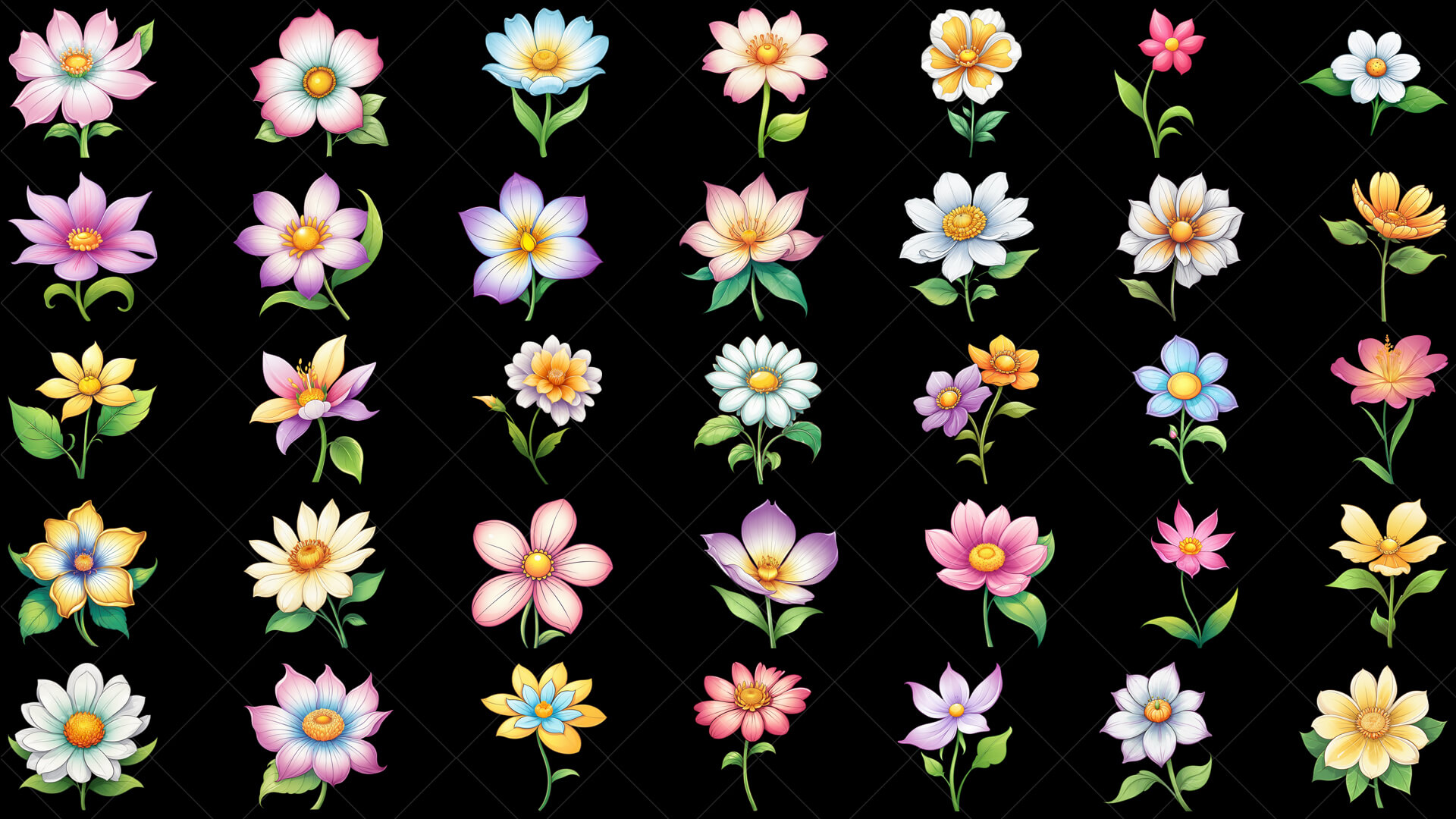 142 Transparent Flowers Game Asset by cgsea