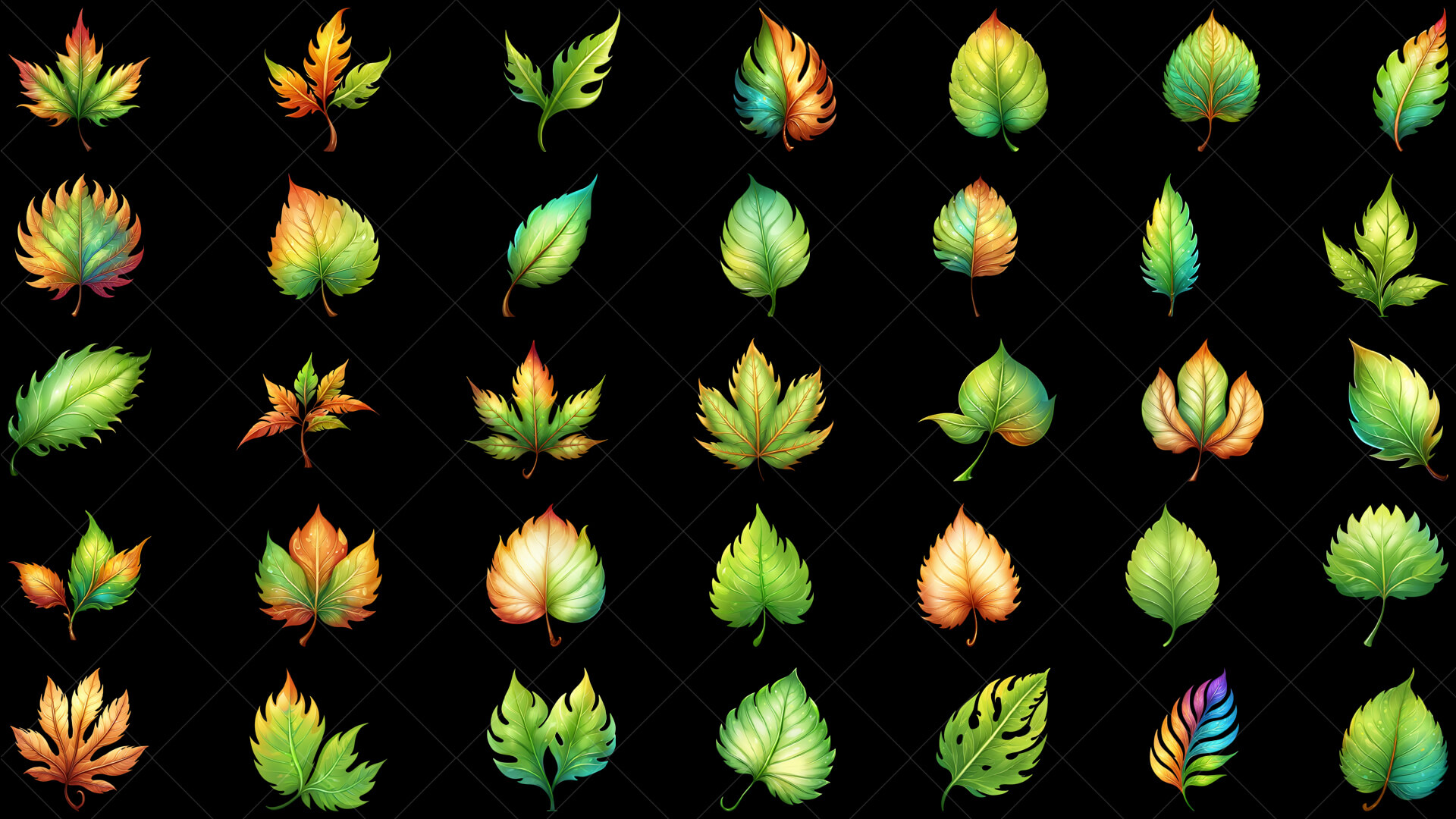144 Transparent Fantasy Leaves Game Asset by cgsea
