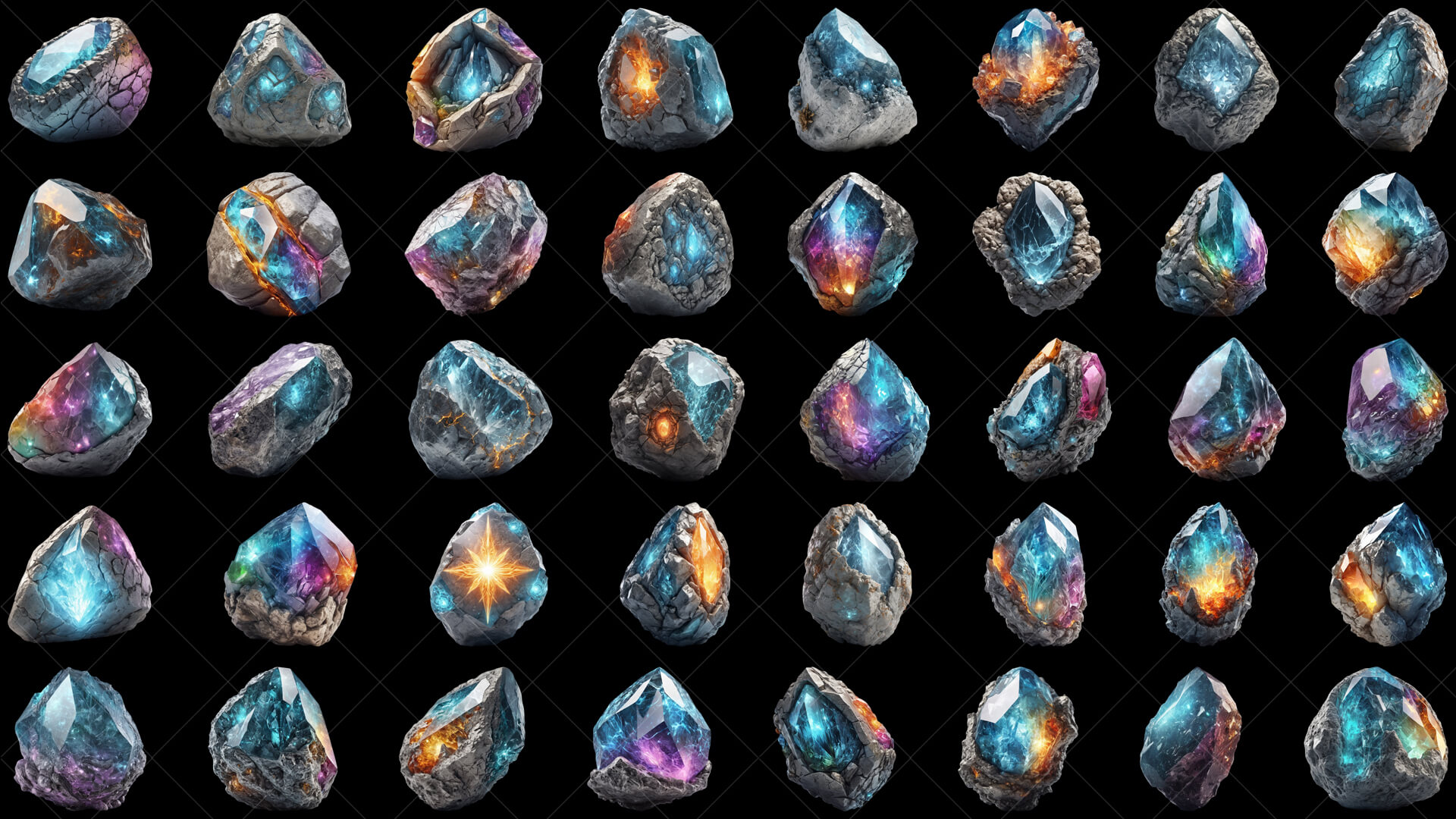160 Fantasy Magical Stone Rocks Game Asset by cgsea