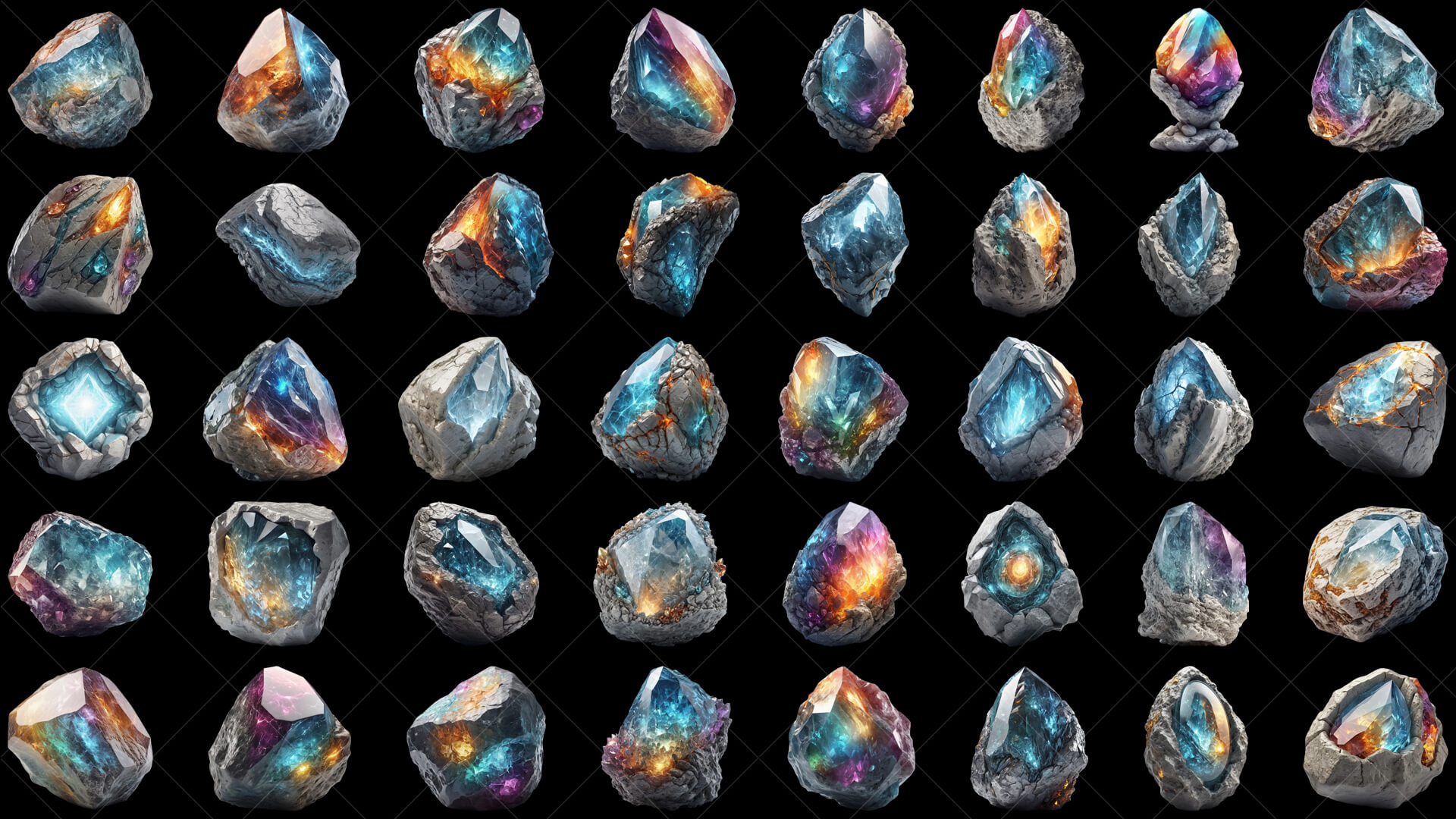 160 Fantasy Magical Stone Rocks Game Asset by cgsea