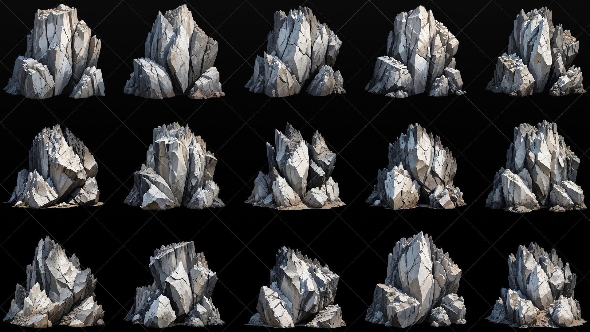 40 Stylized Fantasy Rock Mountain Transparent Png - 2D Game Asset by cgsea