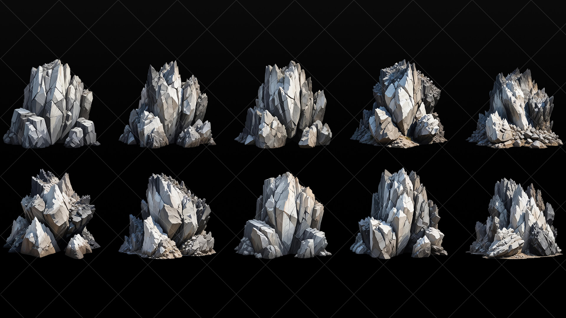 40 Stylized Fantasy Rock Mountain Transparent Png - 2D Game Asset by cgsea