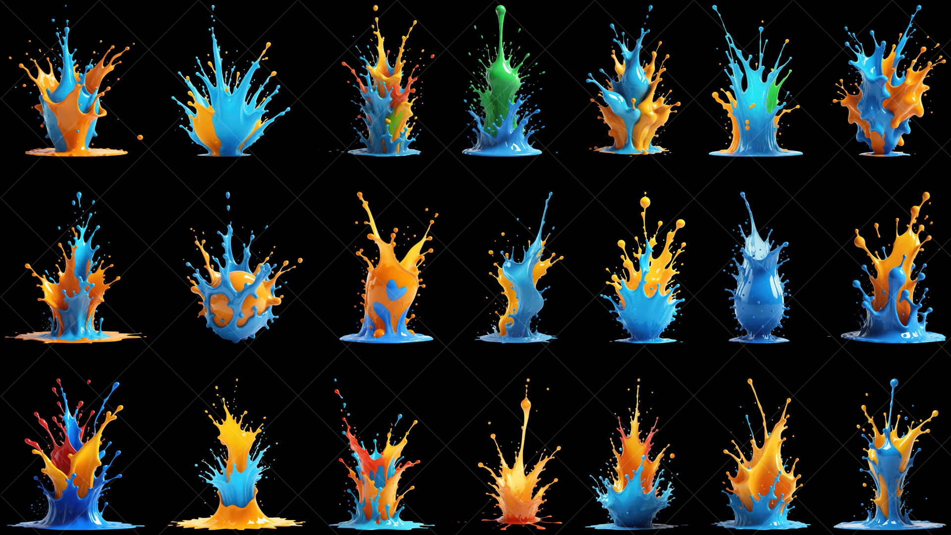 42 Water Liquid Fluid Color Splashes Collection - 2D Game Asset by cgsea