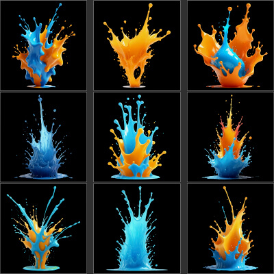 42 Water Liquid Fluid Color Splashes Collection - 2D Game Asset by cgsea