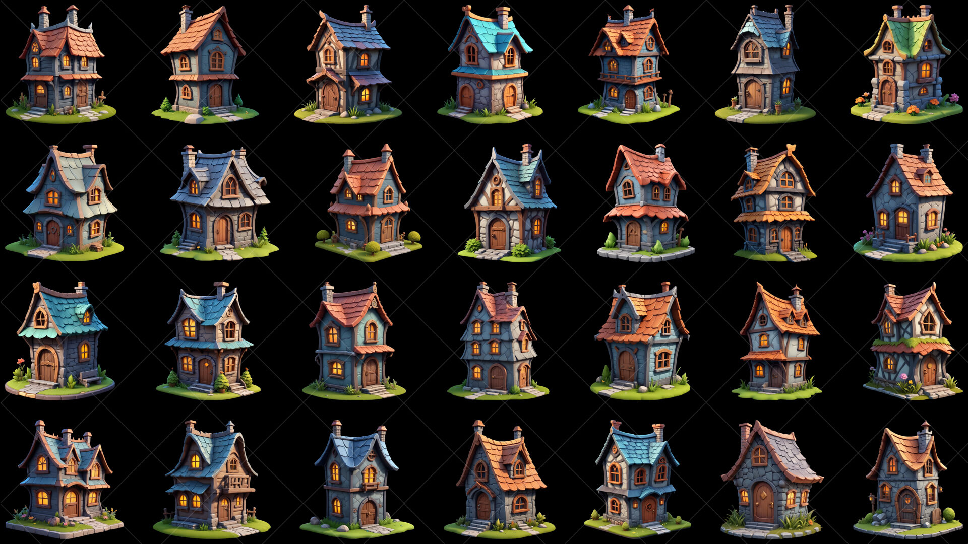55 Fantasy Stylized Houses High Resolution Psd and Png - 2D Game Asset ...