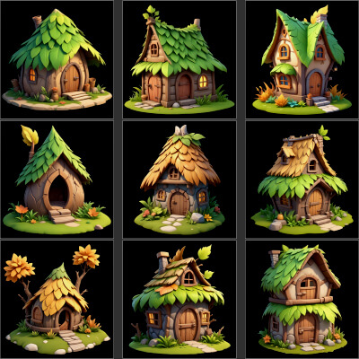 70 Fantasy Forest Hut Game Asset by cgsea