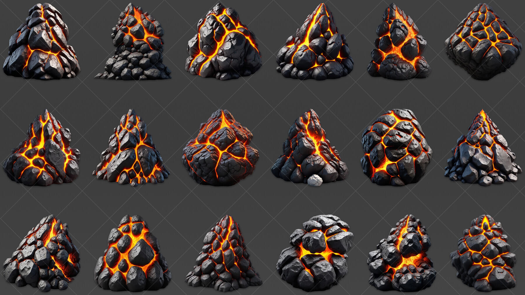 70 Lava Magma Stone Rocks Game Asset by cgsea