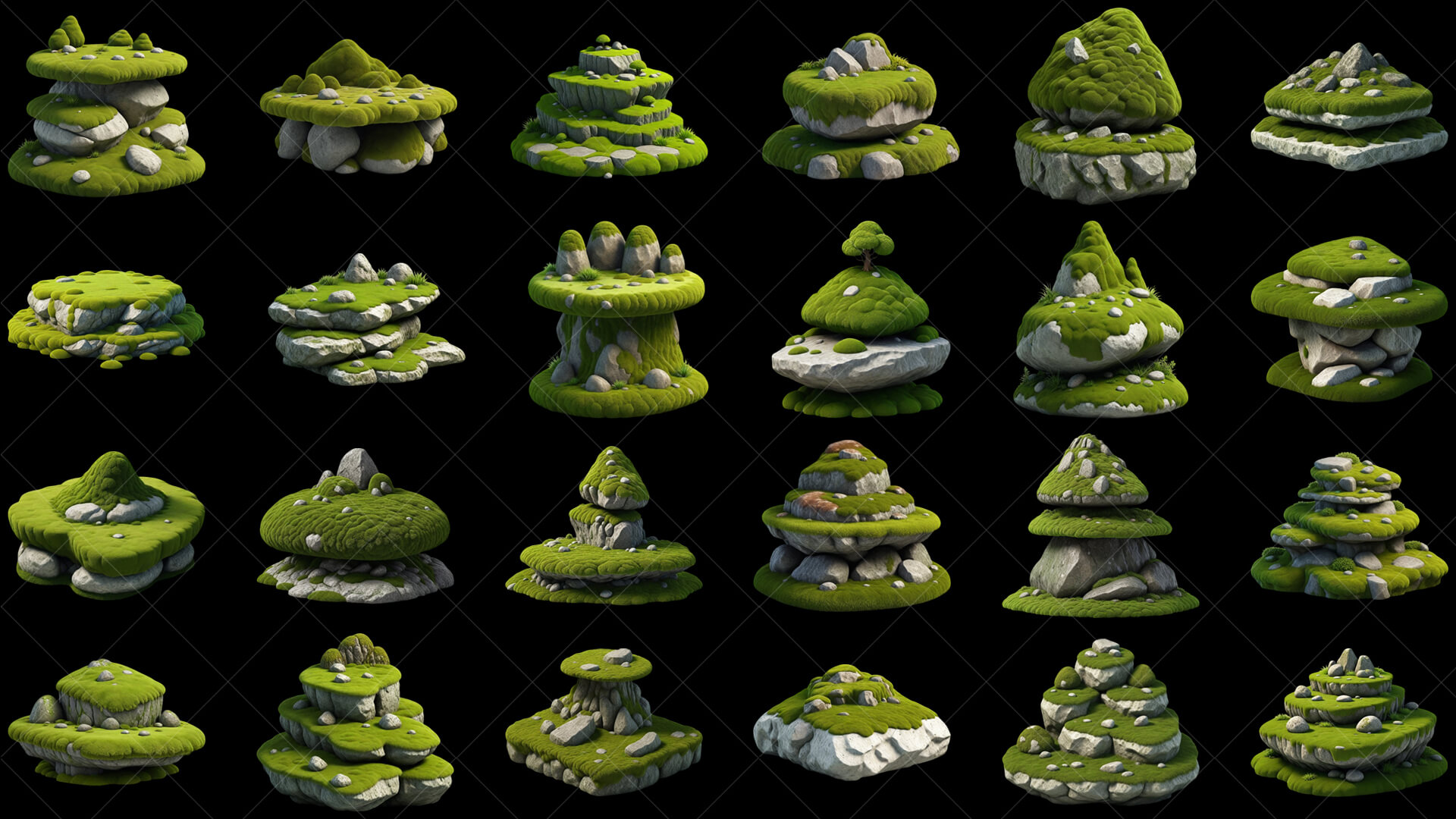 75 Moss Rock Background Game Asset by cgsea
