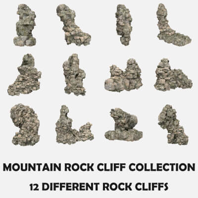 Realistic Mountain Rock Cliff Collection - 3D Model by cgsea