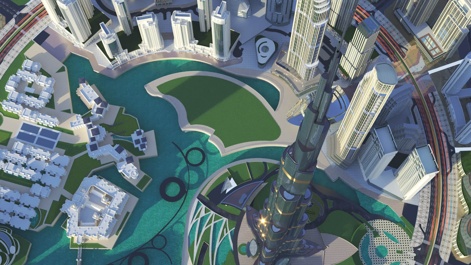 Dubai Burj Khalifa Area - 3D Model by Cgseller2023