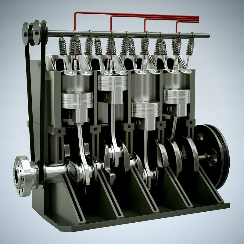L4 16V Engine Section - 3D Model by CGShape