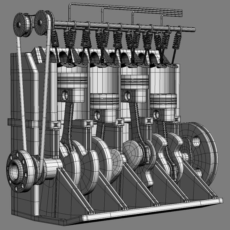 L4 16V Engine Section - 3D Model by CGShape