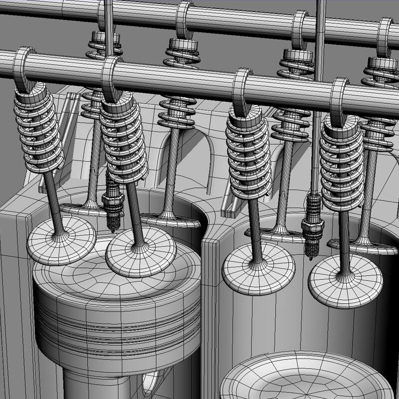L4 16V Engine Section - 3D Model by CGShape