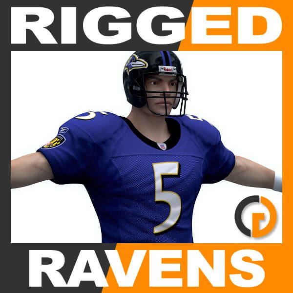 NFL Player Baltimore Ravens - Rigged 3D Model by CGShape