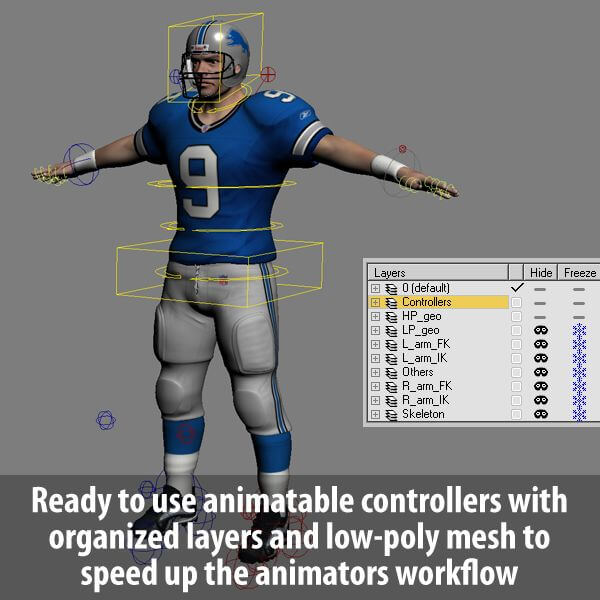 NFL Player Detroit Lions - Rigged 3D Model by CGShape