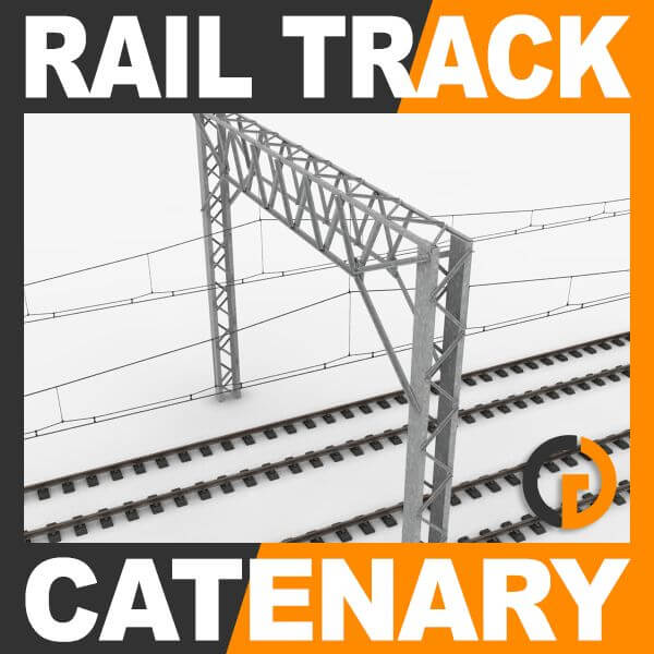 Railway Track and Catenary - 3D Model by CGShape