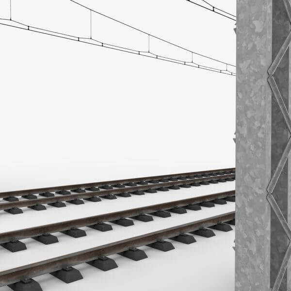 Railway Track and Catenary - 3D Model by CGShape