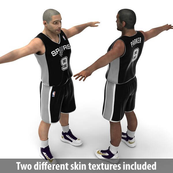 Rigged Basketball Player - San Antonio Spurs 3D Model by CGShape