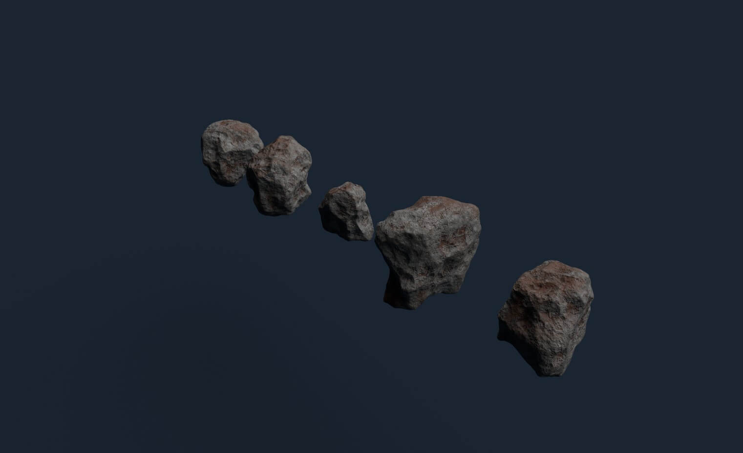 Asteroids Set (3 texture variations) - 3D Model by CGZen
