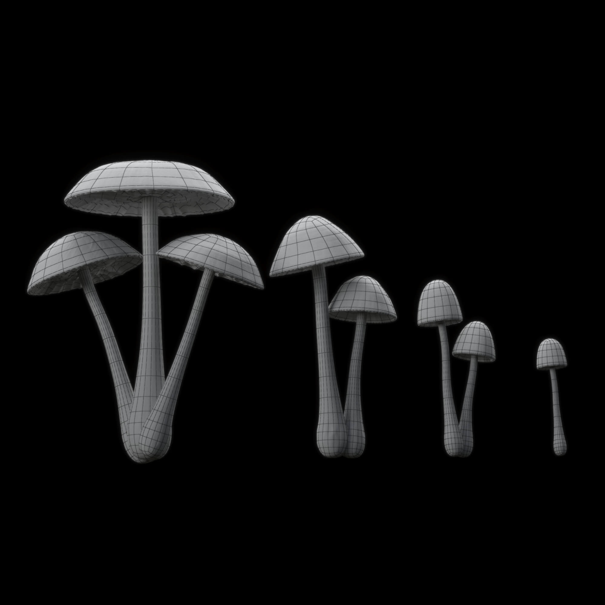 Bioluminescent Mushrooms - 3D Model by CGZen
