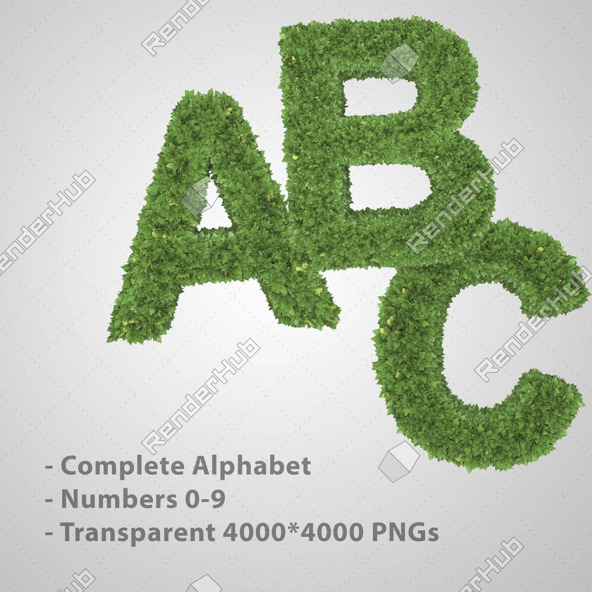 Boxwood Leaf Font - Stock Image by CGZen