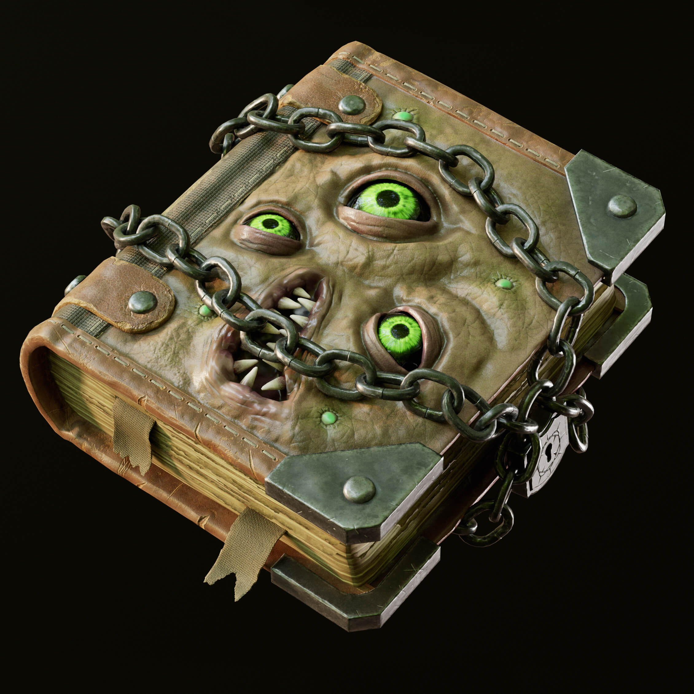 Cursed Grimoire 3D Render, Digital Art by CGZen