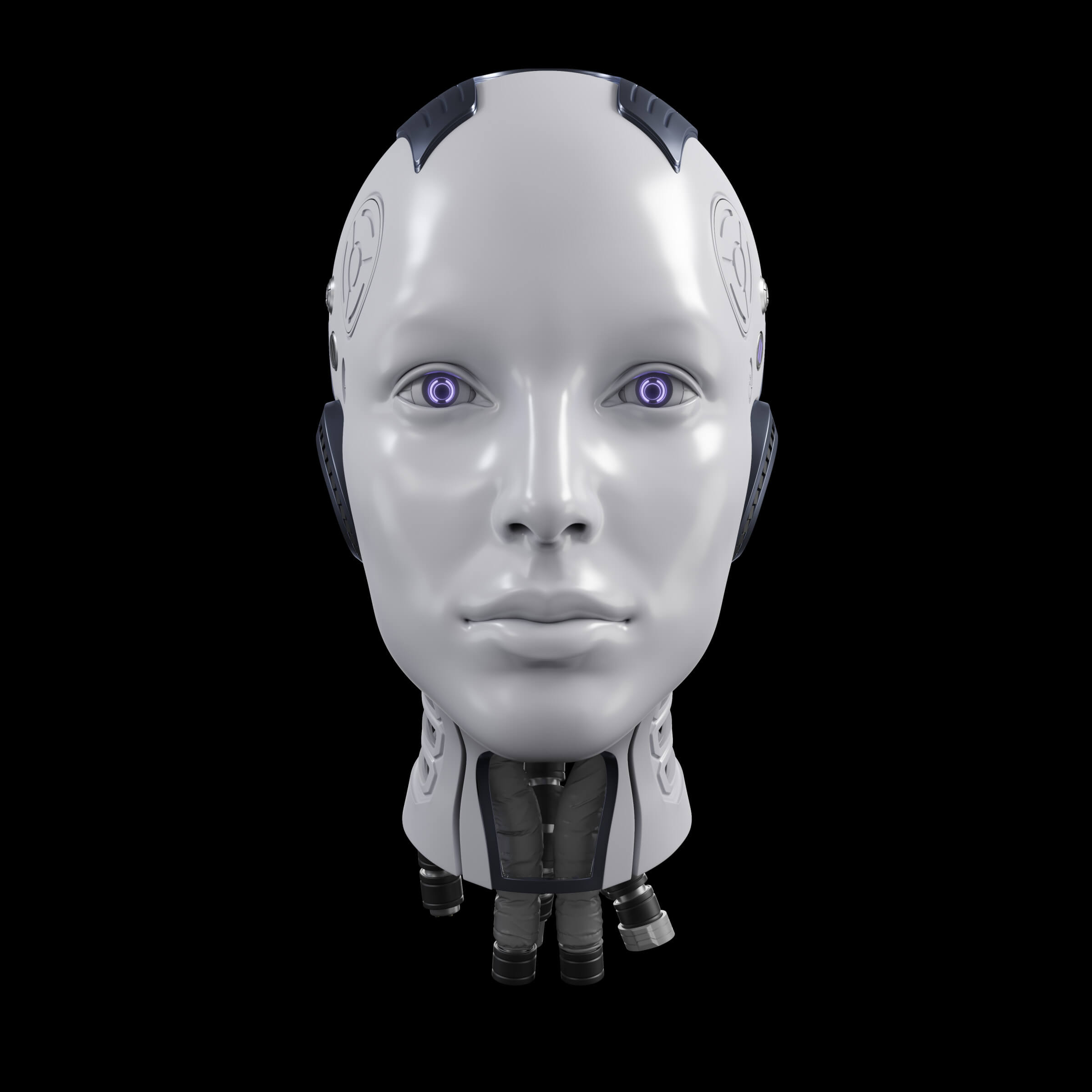 Female Robot Head 3D Render, Digital Art by CGZen